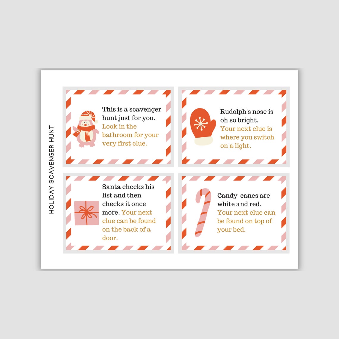 Indoor Christmas Treasure Hunt丨christmas Scavenger Hunt Cards丨christmas ...