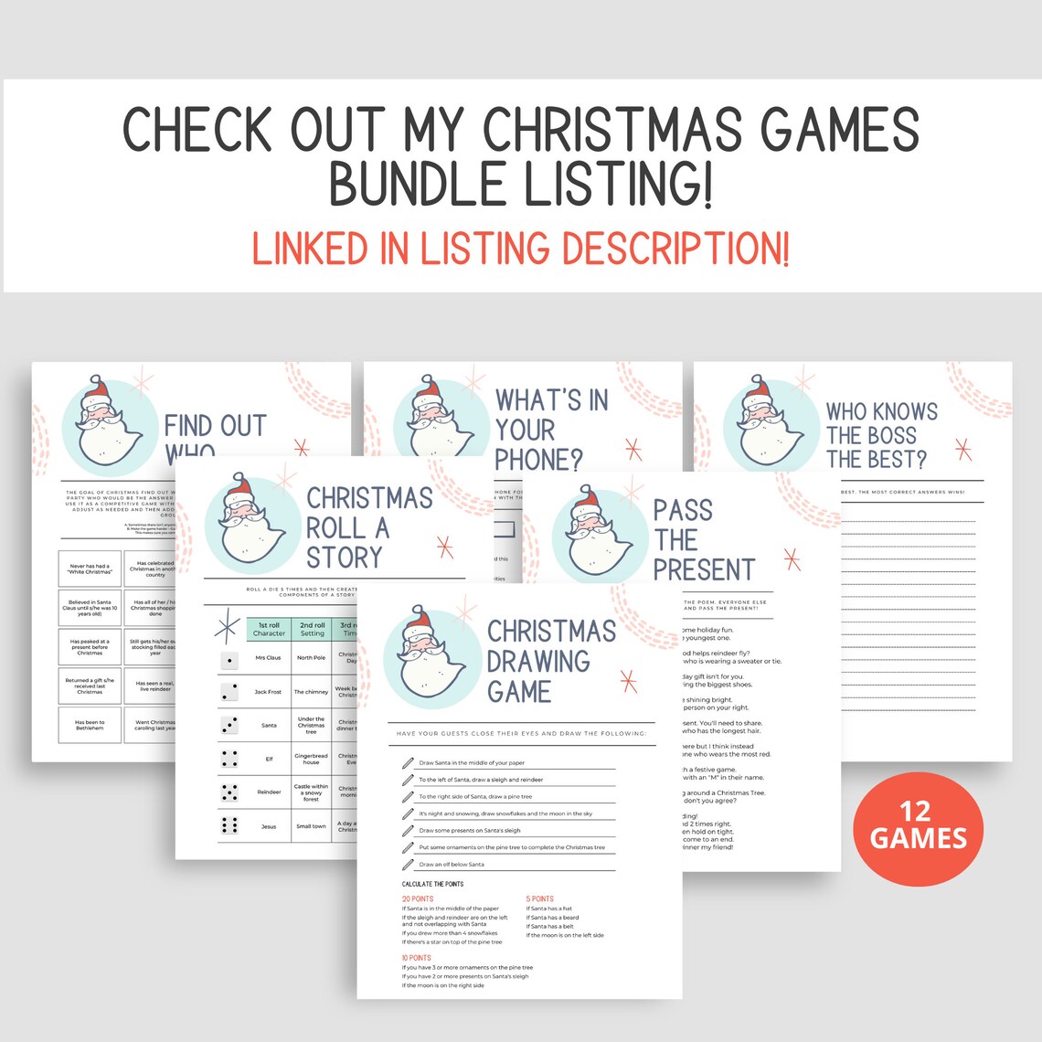 Secret Santa Questionnaire Printable for Holiday Gift Exchange, Holiday ...