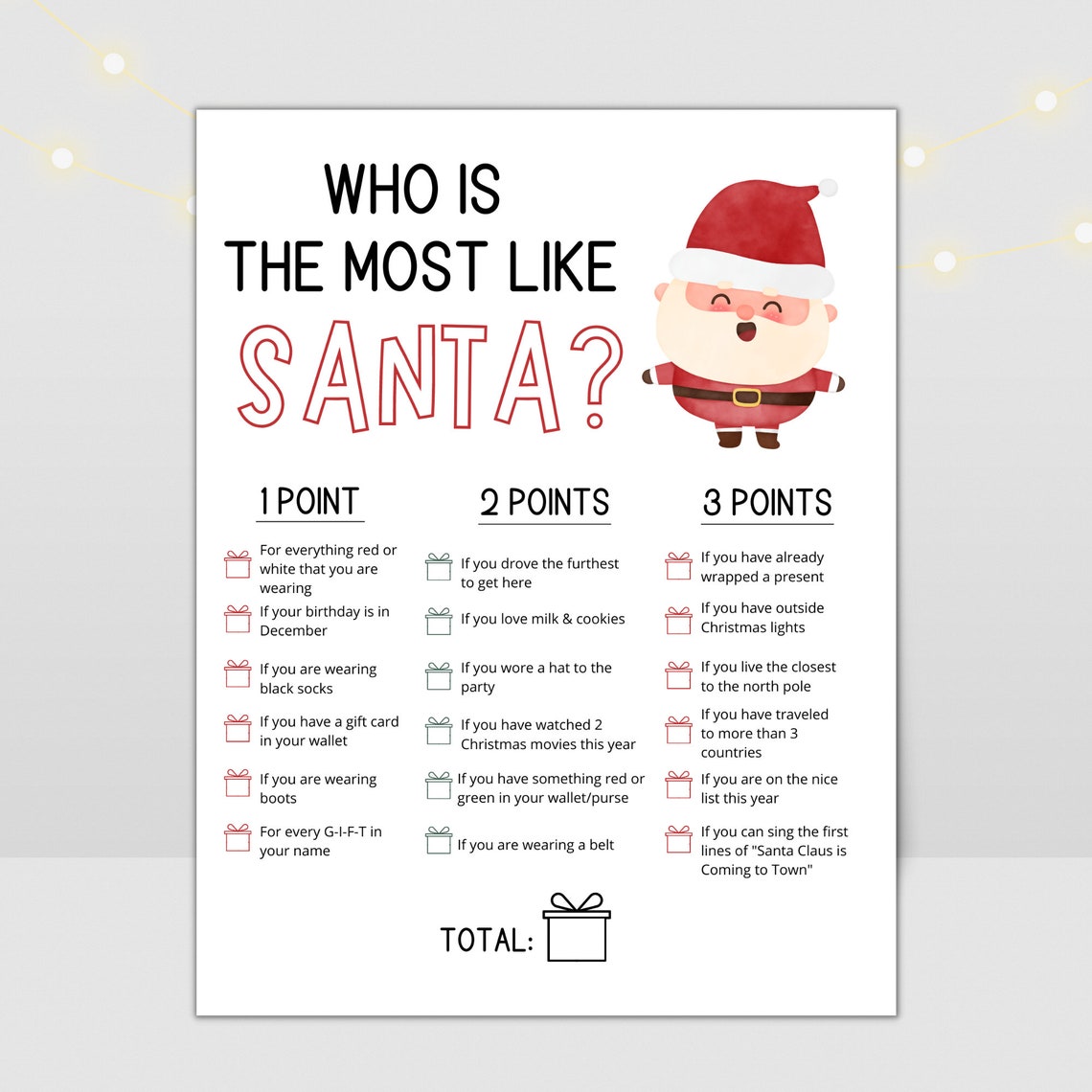 Christmas 2022 Printable Game, Who is the Most Like Santa, Christmas ...