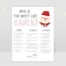 Christmas 2022 Printable Game, Who is the Most Like Santa, Christmas ...