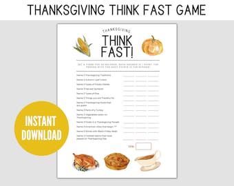Thanksgiving Trivia Game, Think Fast Game, Thanksgiving Printable Games ...