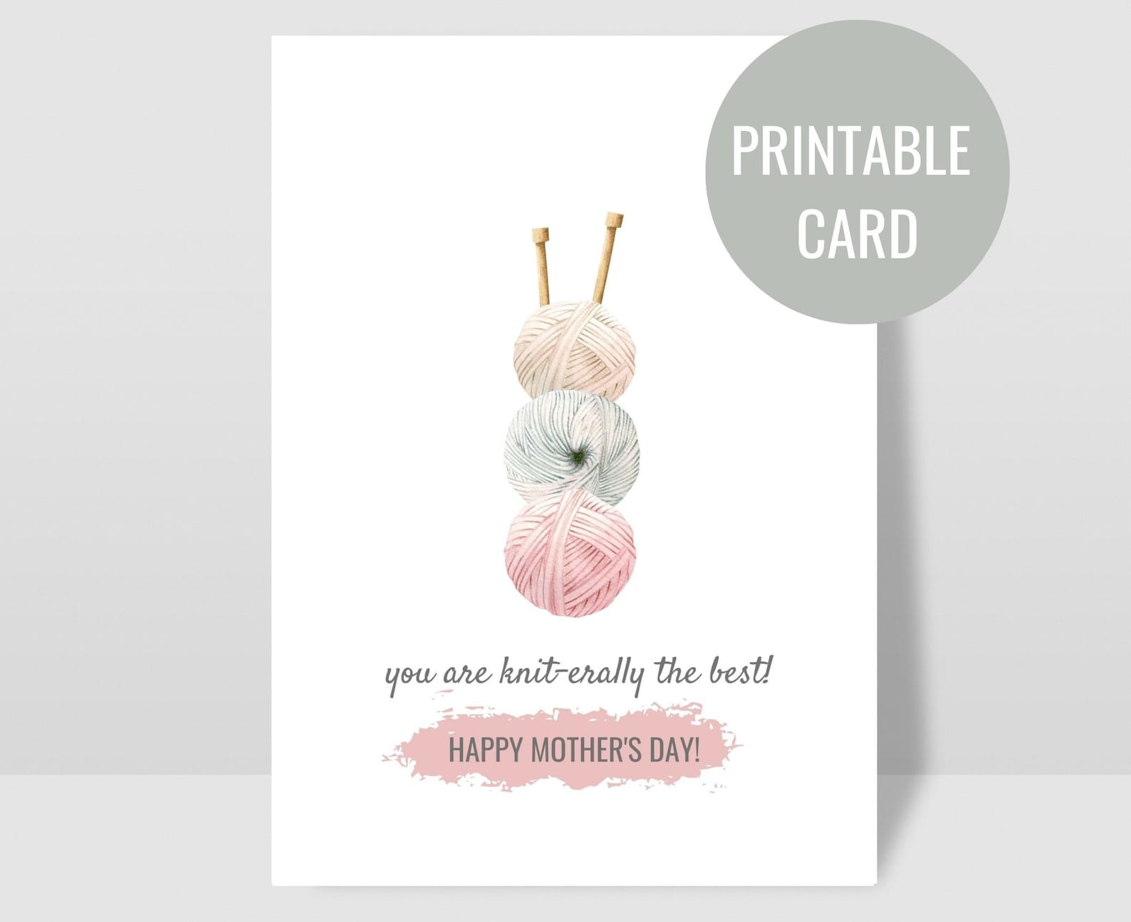 Funny Mother's Day Card, Printable Greeting Card for Mother, Knitting ...