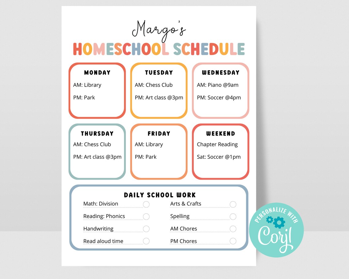 Editable Homeschool Daily Routine Planner Printable - Etsy