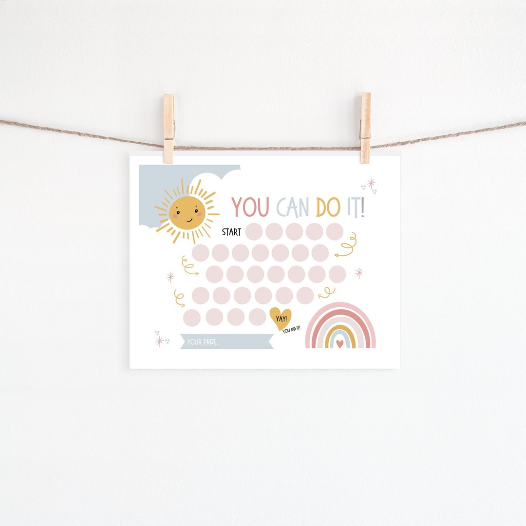 Rainbow Reward Chart for Kids, Boho Rainbow and Sun Design ...