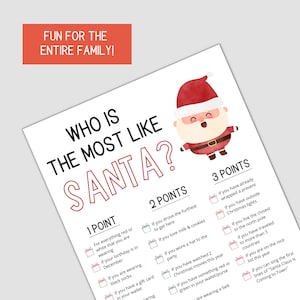 Christmas 2022 Printable Game, Who is the Most Like Santa, Christmas ...