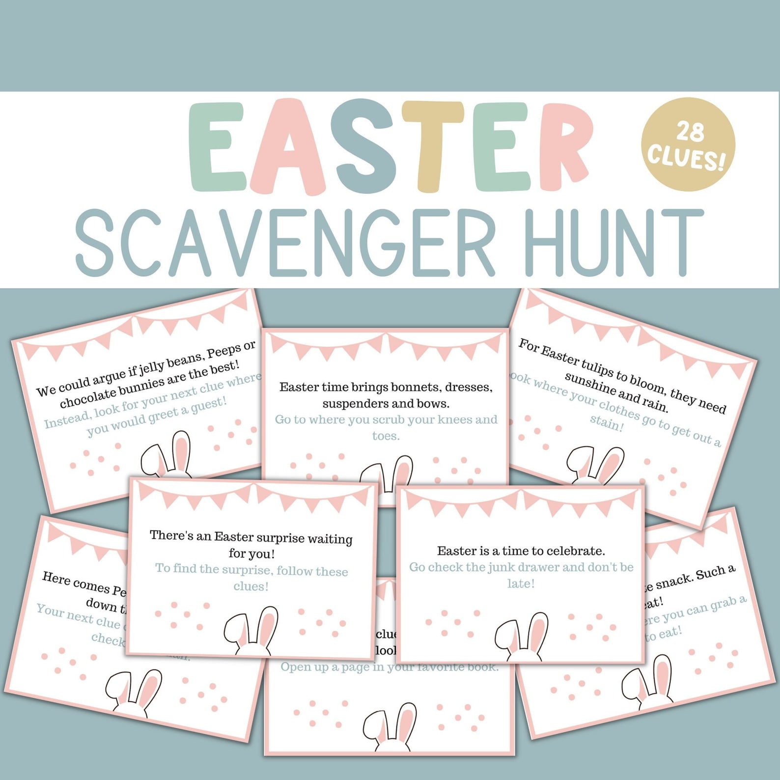 Indoor Easter Scavenger Hunt, Easter Egg Hunt Clues, Easter Treasure ...