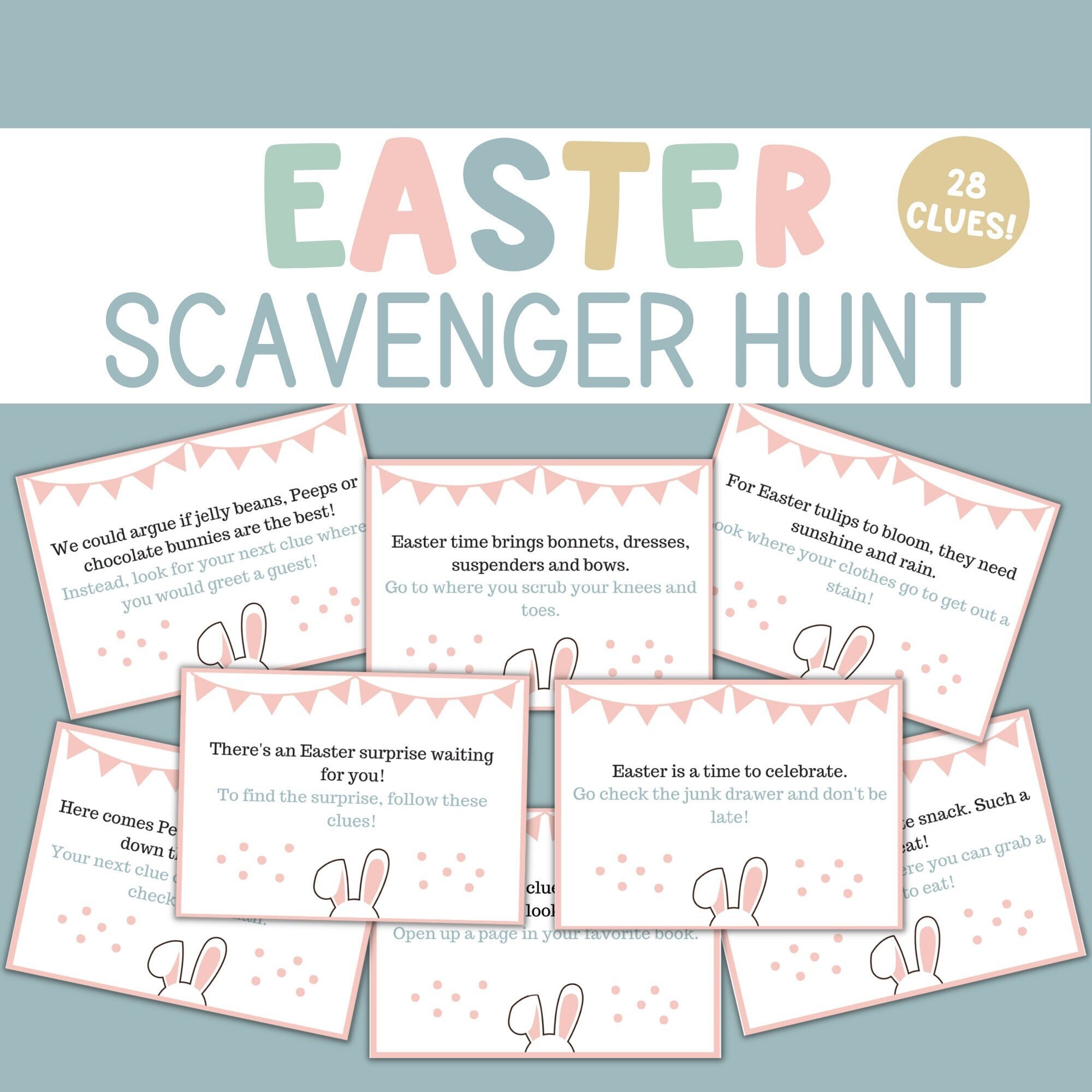 Indoor Easter Scavenger Hunt, Easter Egg Hunt Clues, Easter Treasure ...