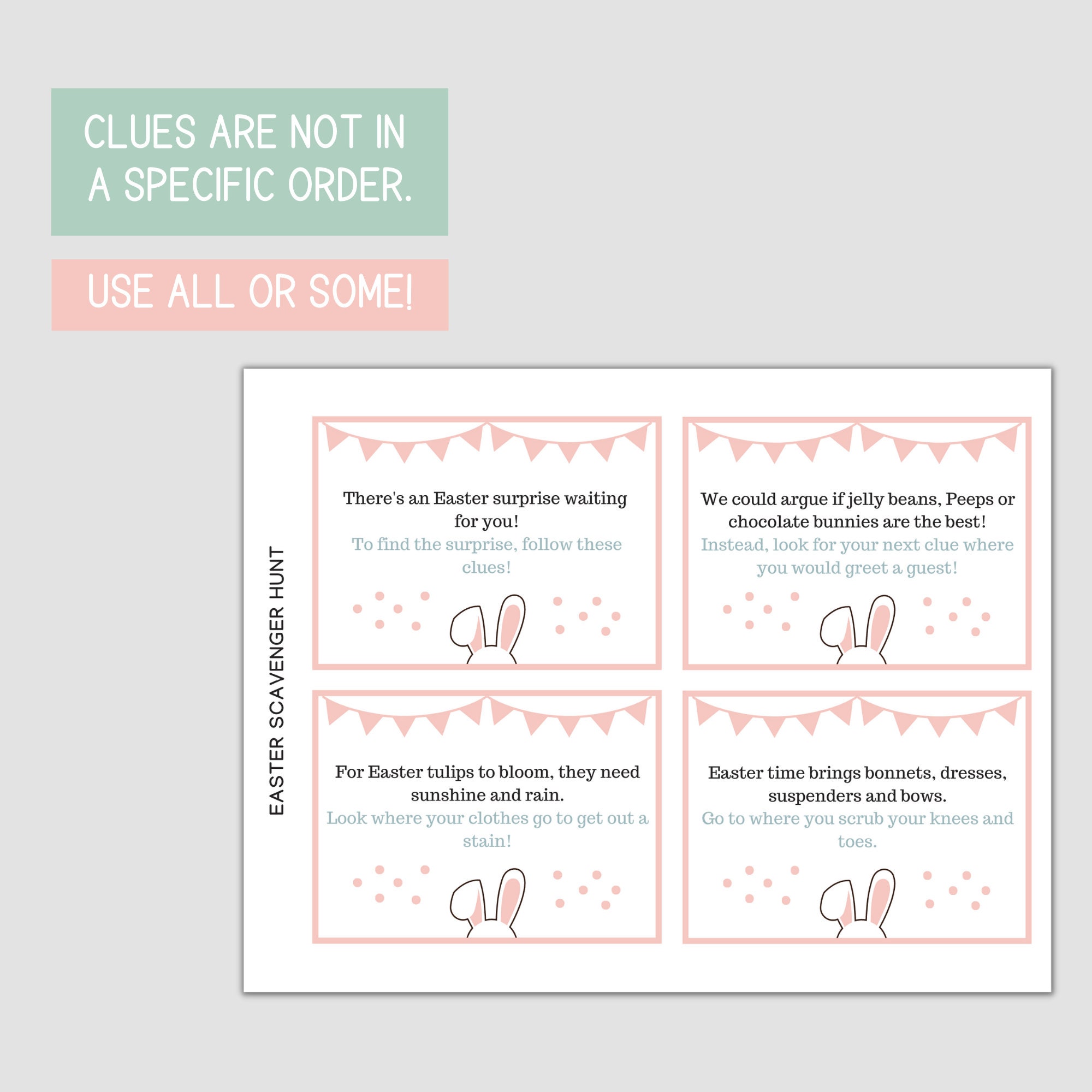 Indoor Easter Scavenger Hunt Easter Egg Hunt Clues Easter Treasure