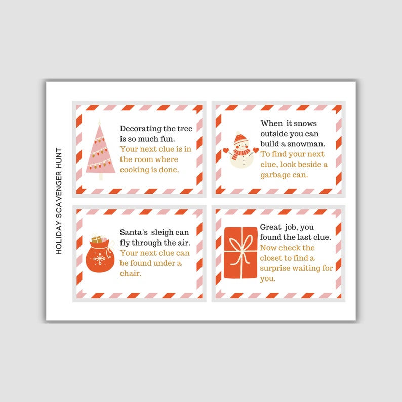 Indoor Christmas Treasure Hunt丨christmas Scavenger Hunt Cards丨christmas ...