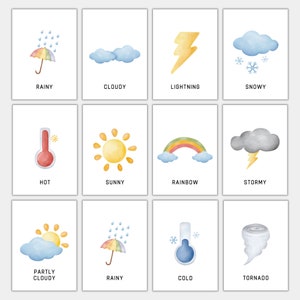 Printable Weather Cards, Preschool Flashcards, Montessori Materials ...