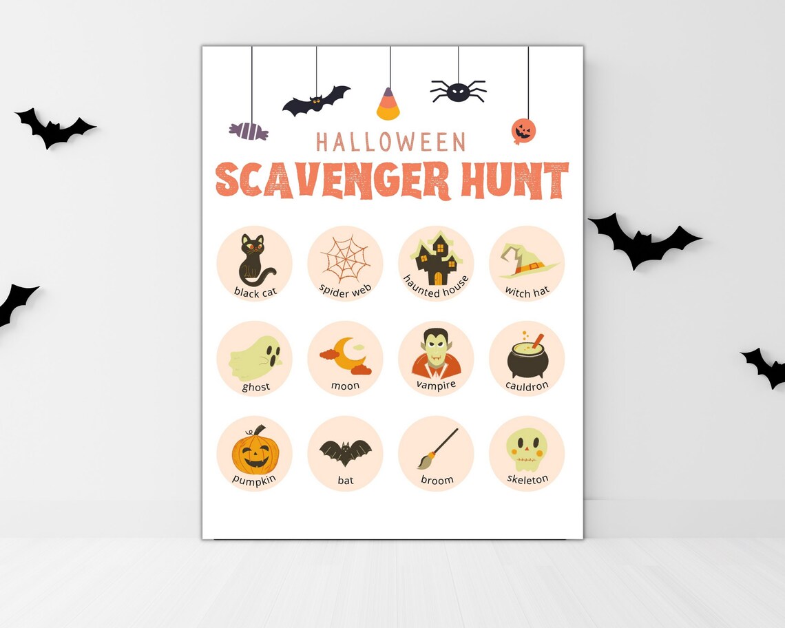 Outdoor Halloween Scavenger Hunt, Printable Halloween Kids Activity ...