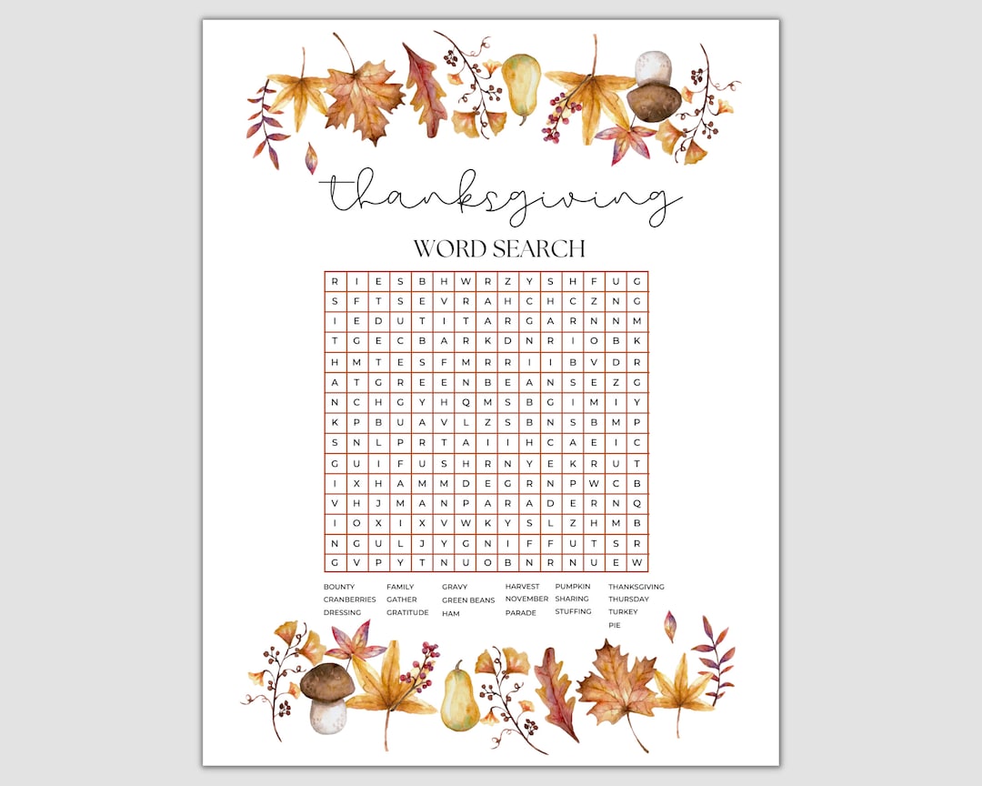Thanksgiving Word Games for Kids | Thanksgiving Word Search and Word ...