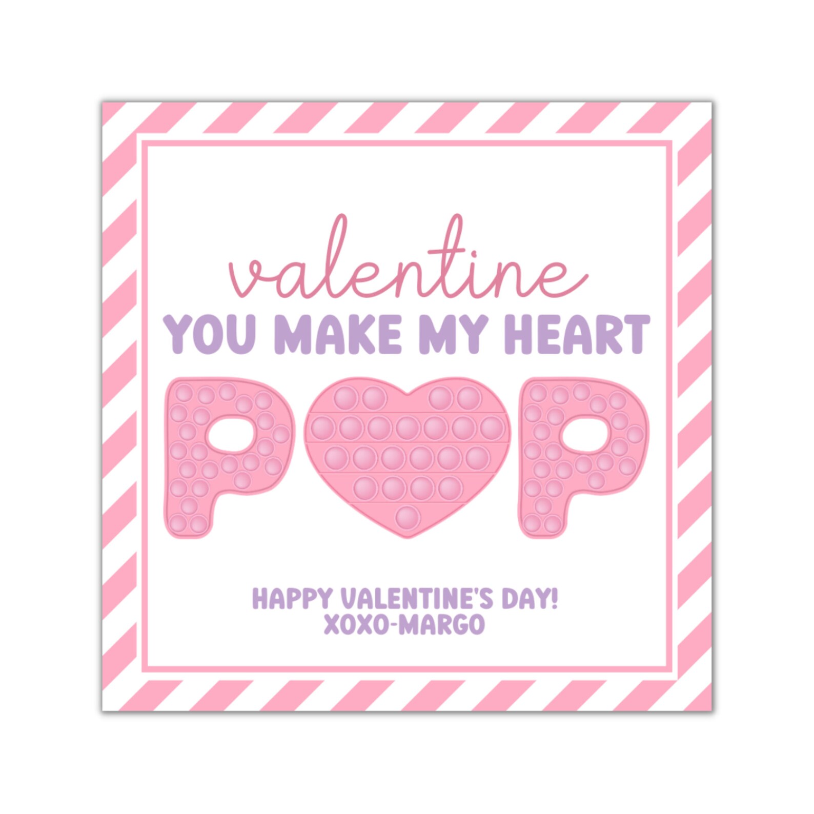 Valentine's Day Pop It Tags, Classroom Valentines, Printable Pop It ...