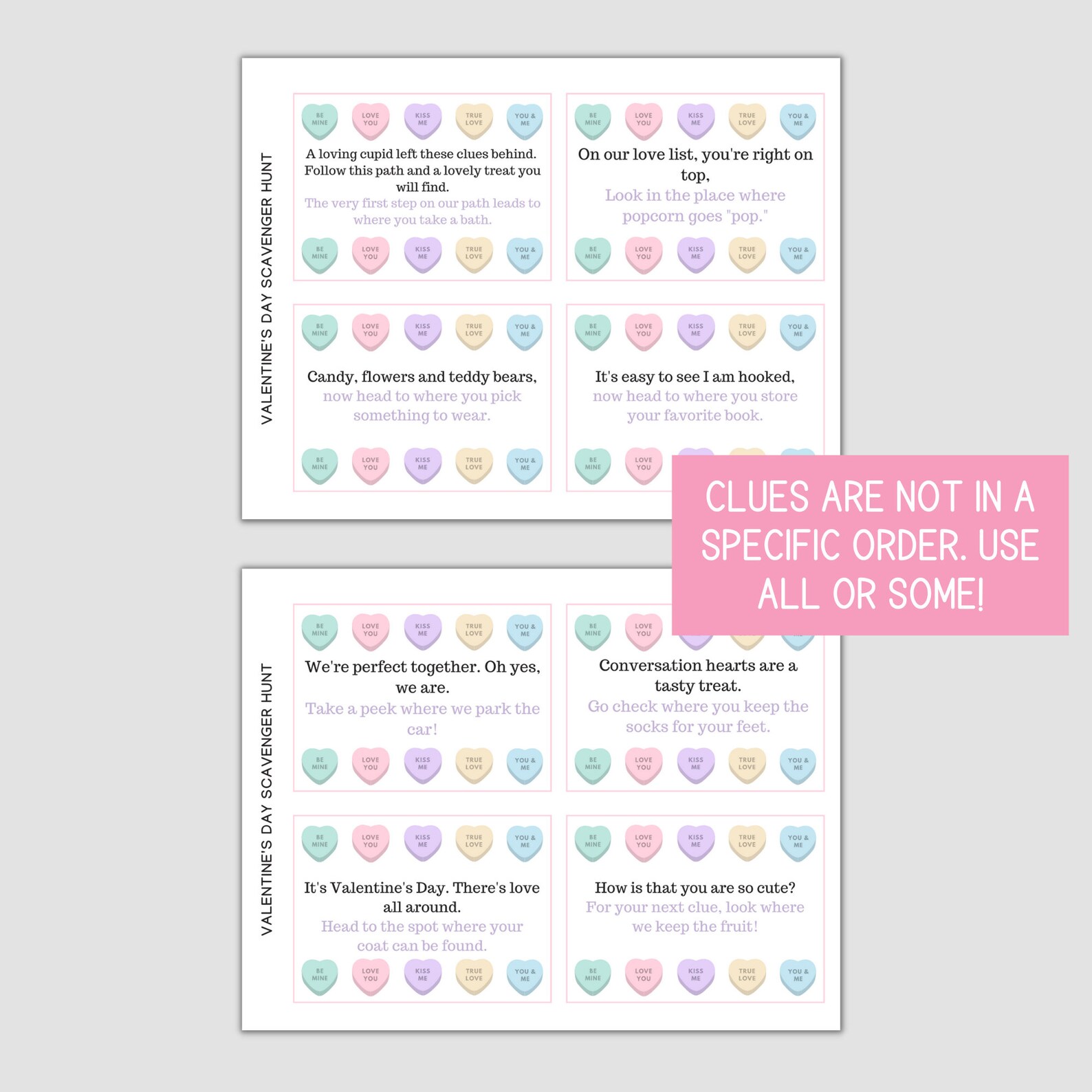 Indoor Valentines Day Scavenger Hunt, Valentines Treasure Hunt ...