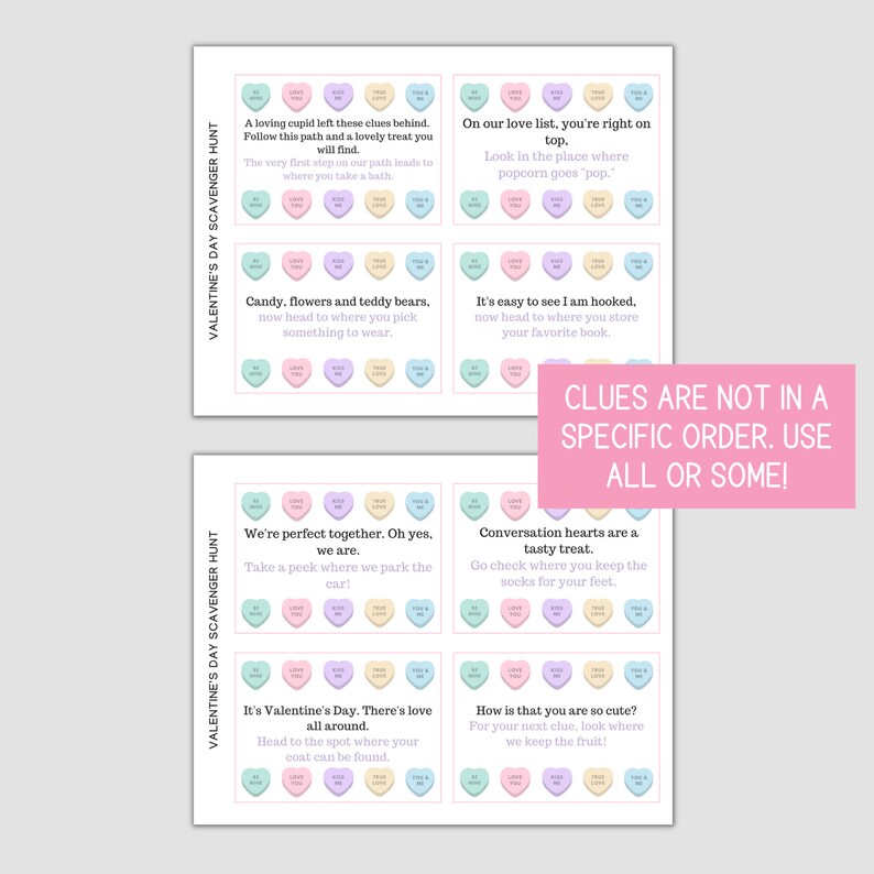 Indoor Valentines Day Scavenger Hunt, Valentines Treasure Hunt ...