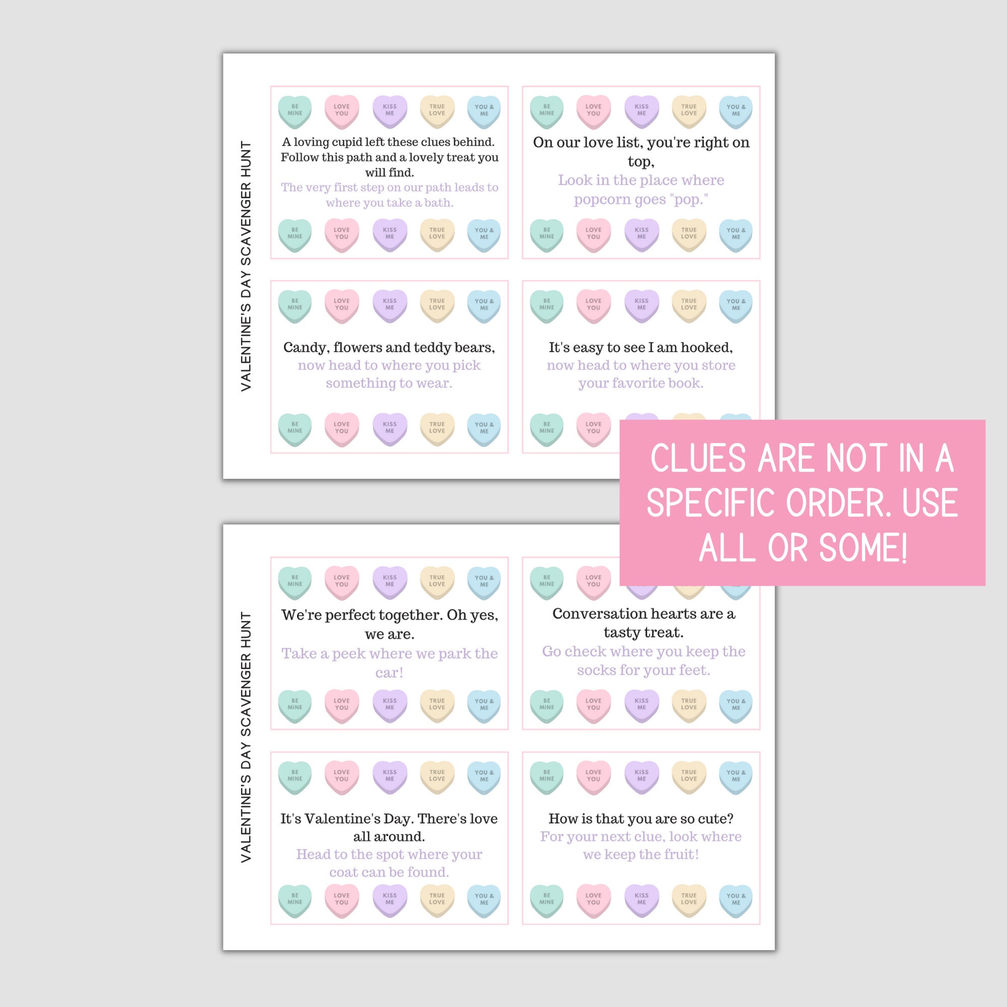 Indoor Valentines Day Scavenger Hunt, Valentines Treasure Hunt ...