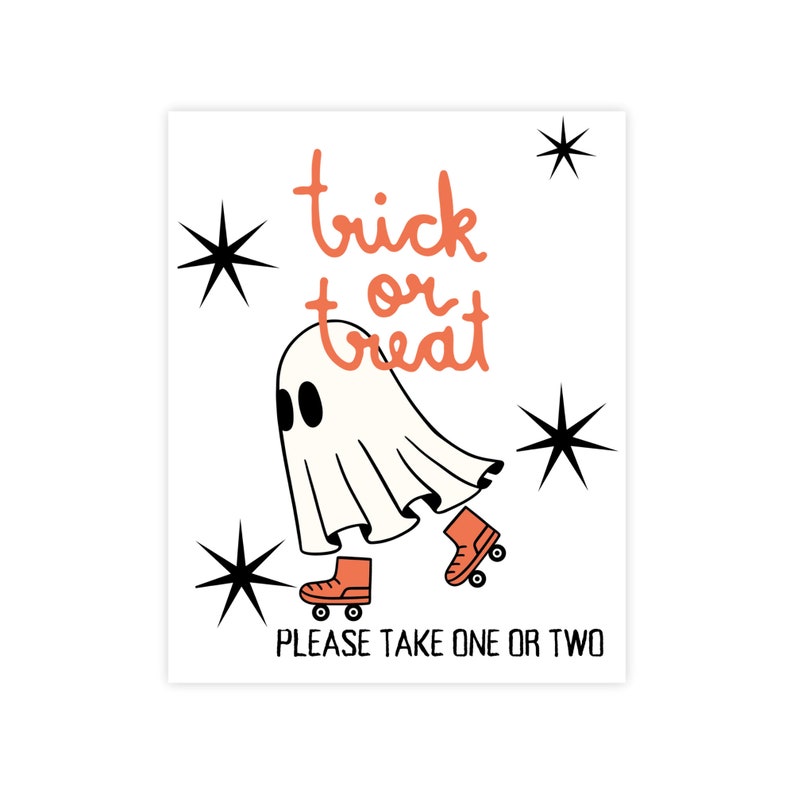 Trick or Treat Please Take One or Two Sign, Halloween Party Decor ...