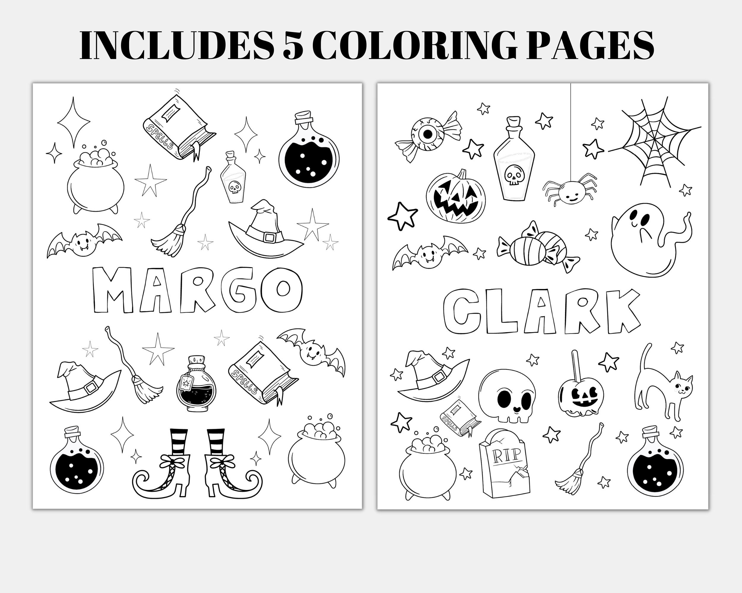 Custom Name Halloween Printable Coloring Pages for Kids, Fall Coloring ...