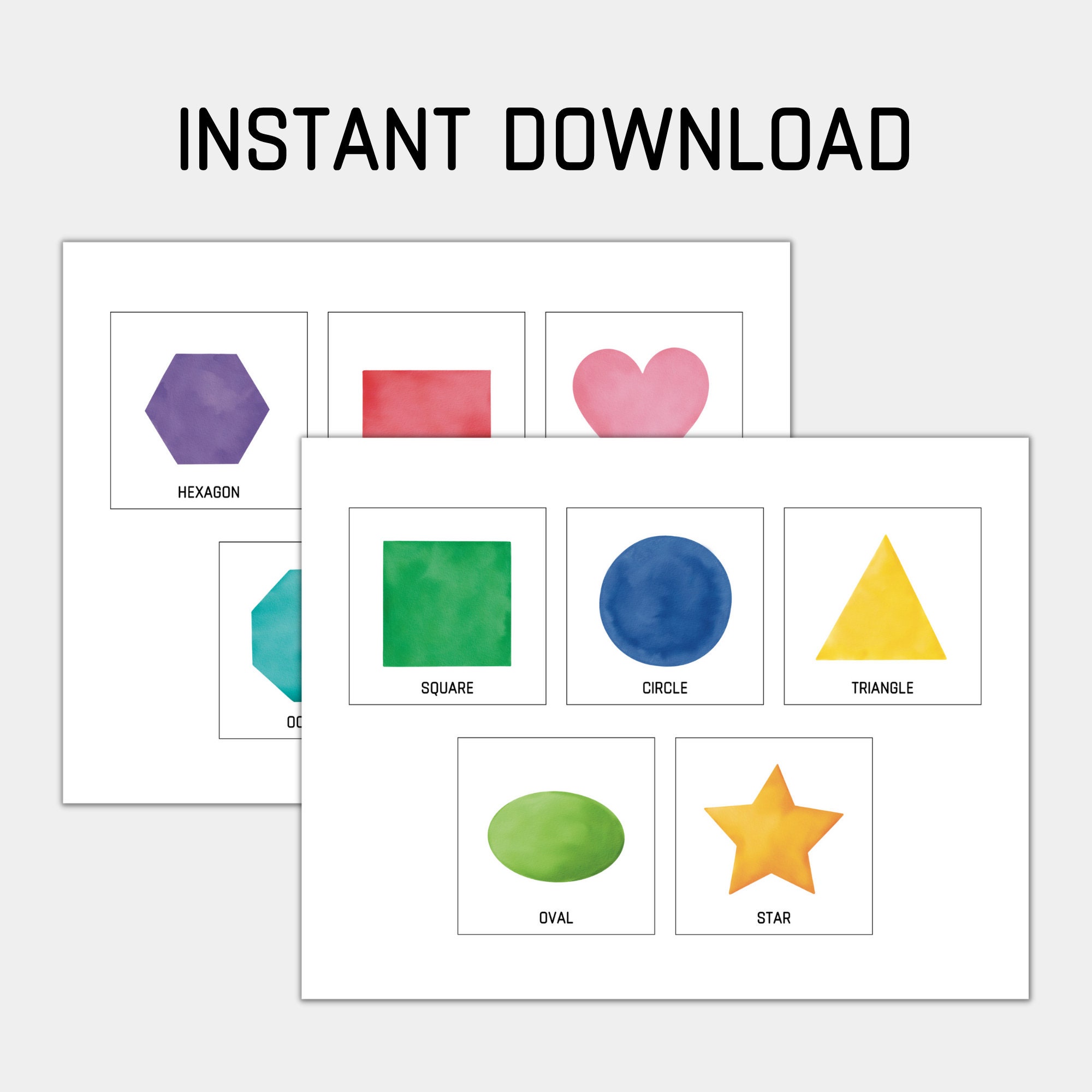 Rainbow Shapes Flash Cards, Preschool Materials, Homeschool Printables ...