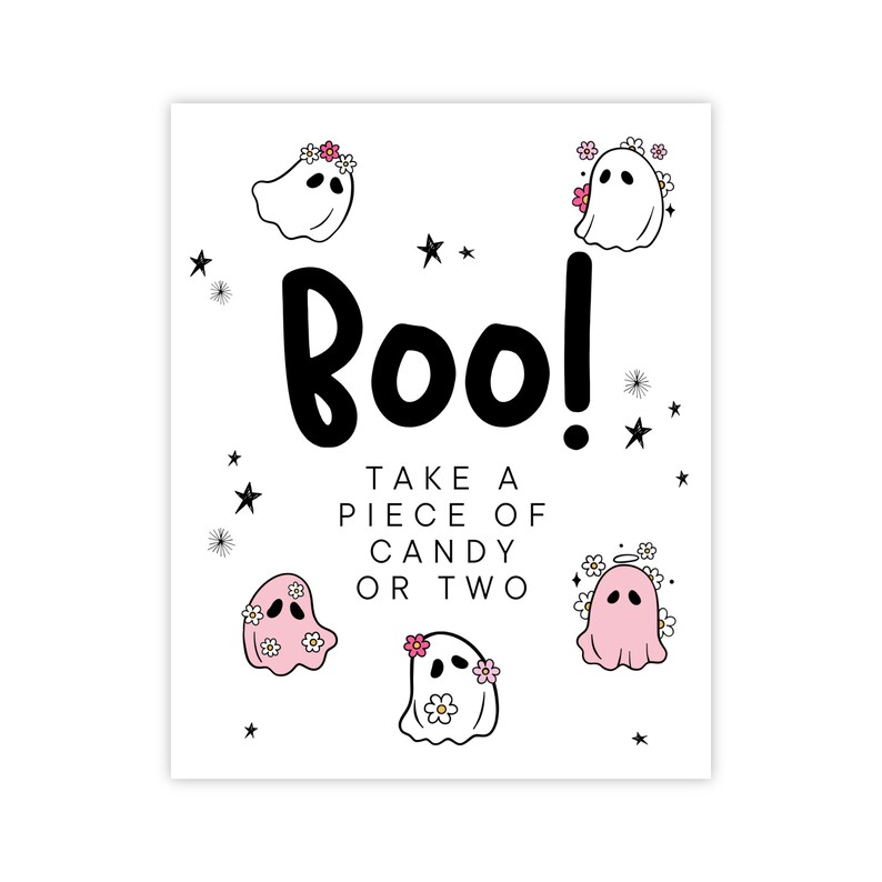 Trick or Treat Please Take One or Two Sign, Halloween Party Decor ...