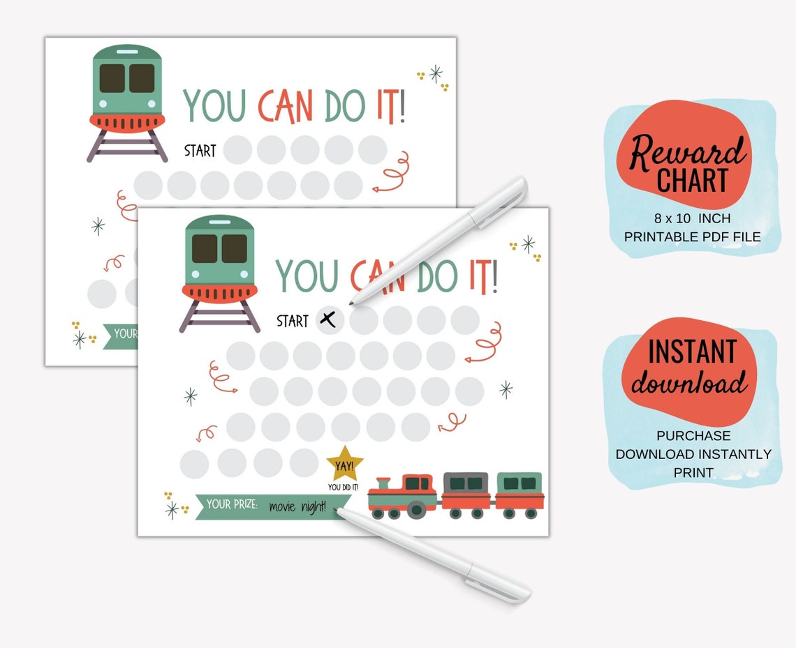 Reward Chart for Kids Printable Train Behavior Chart Daily | Etsy