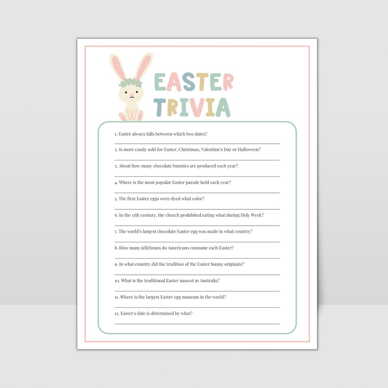 Easter Trivia, Easter Trivia Game Printable, Easter Trivia Facts ...