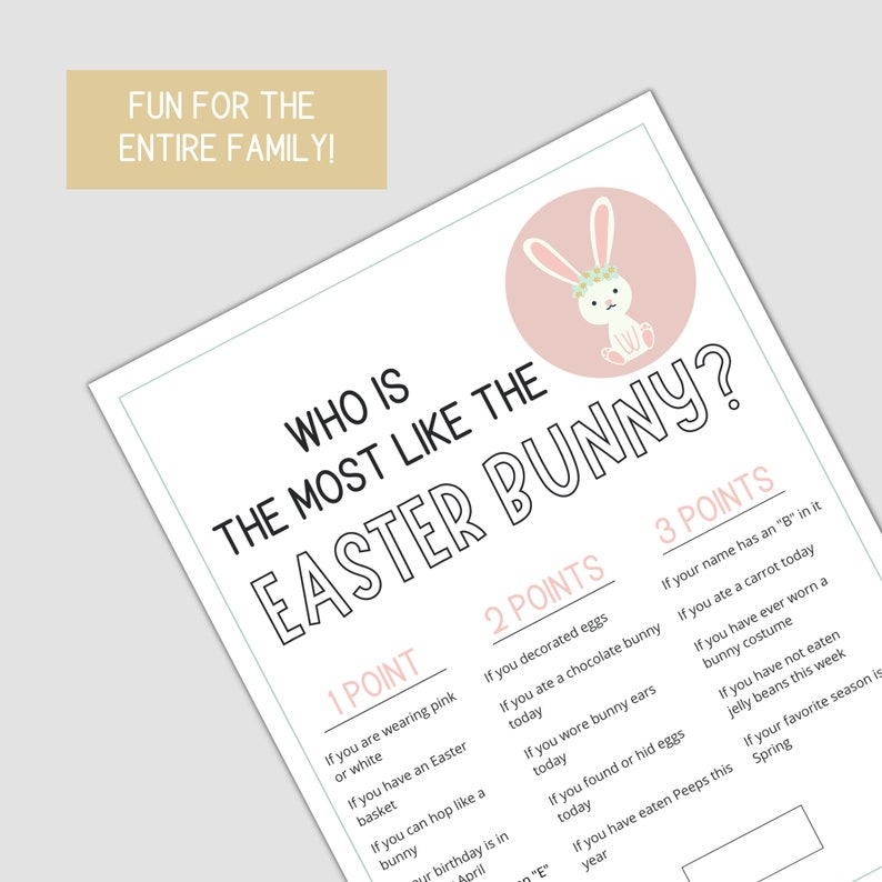 Easter Game Printable, Easter Activity, Teen Easter Party Game, Easter ...
