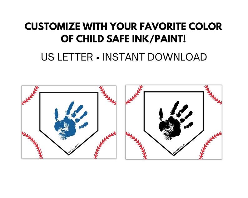 Father's Day Handprint Gift, Printable Handprint Art for Kids, Baseball ...