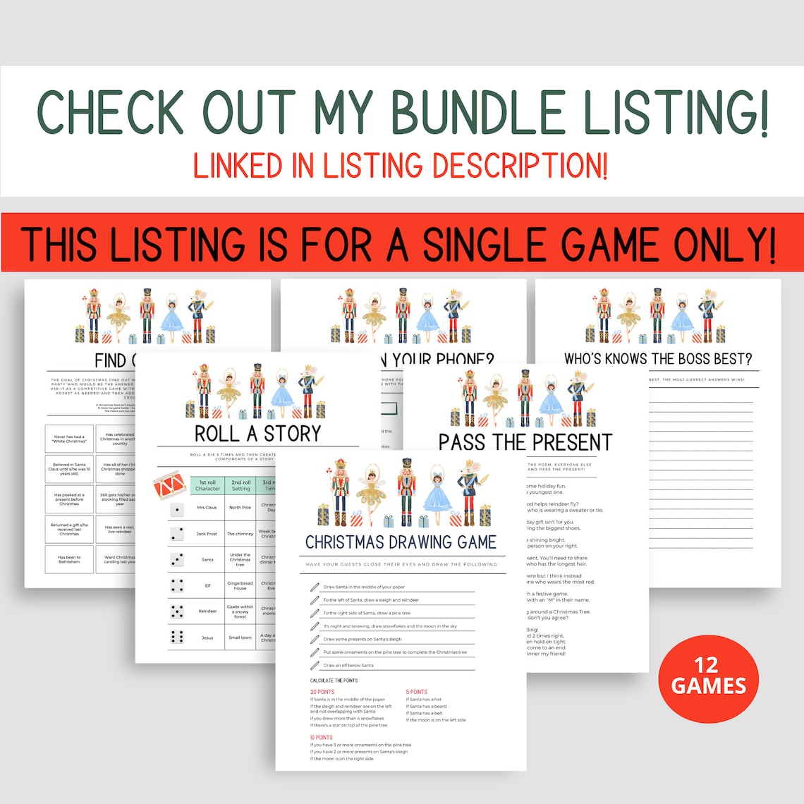 Printable Christmas Drawing Game, Office Holiday Party Game, Christmas ...