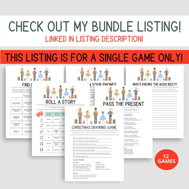 Printable Christmas Drawing Game, Office Holiday Party Game, Christmas ...