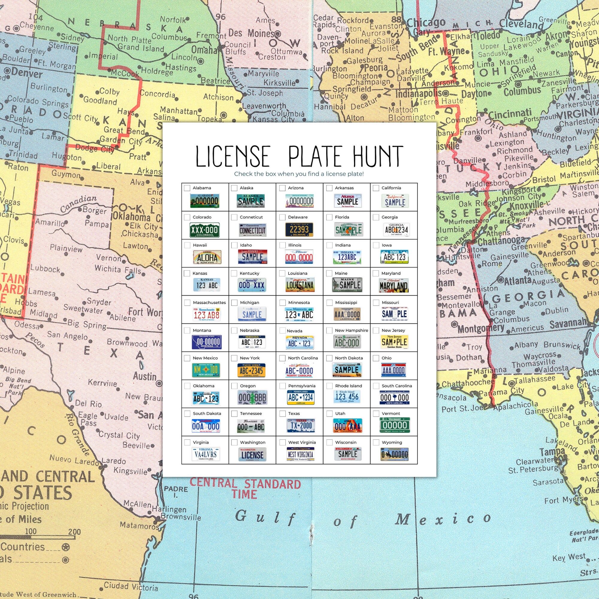 Road Trip License Plate Game- Kids Activity- Digital Download ...