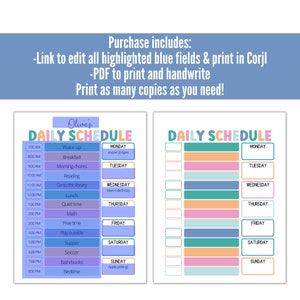 Daily Routine Schedule for Kids Template - Etsy
