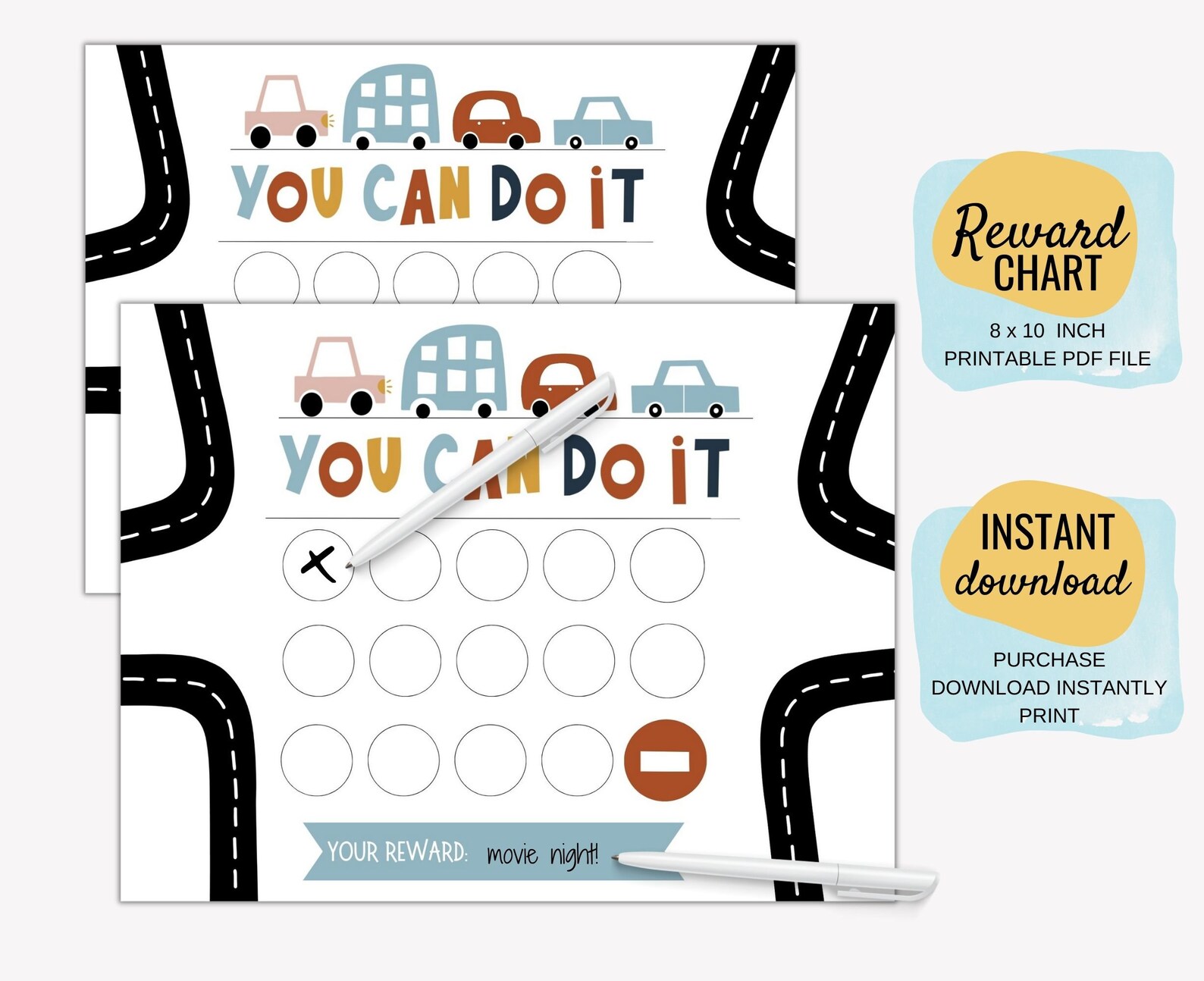 Reward Chart for Kids Printable Cute Cars Behavior Chart | Etsy