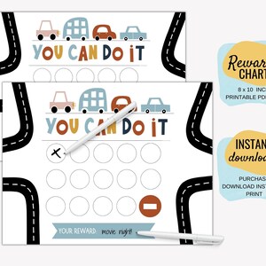 Reward Chart for Kids Printable Cute Cars Behavior Chart | Etsy