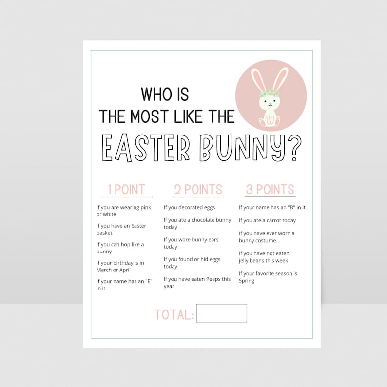 Easter Game Printable, Easter Activity, Teen Easter Party Game, Easter ...