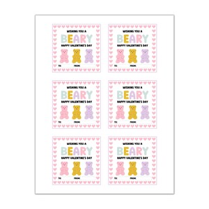 Printable Valentines Day Cards for Kids, Classroom Valentine, Gummy ...