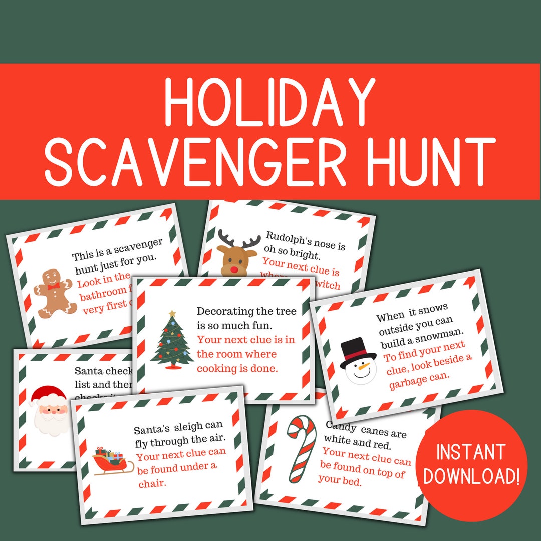 Indoor Christmas Treasure Hunt丨christmas Scavenger Hunt Cards丨christmas ...