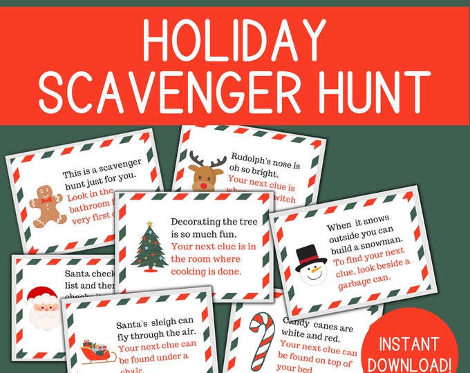 Indoor Christmas Treasure Hunt丨christmas Scavenger Hunt Cards丨christmas ...