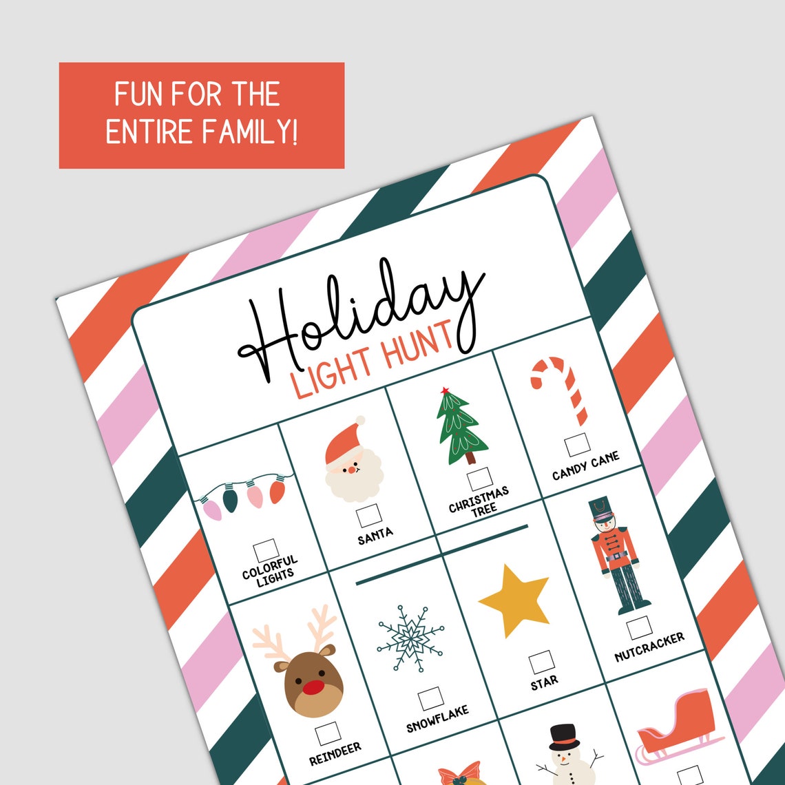 Holiday Scavenger Hunt, Printable Holiday Lights Scavenger Hunt Game ...