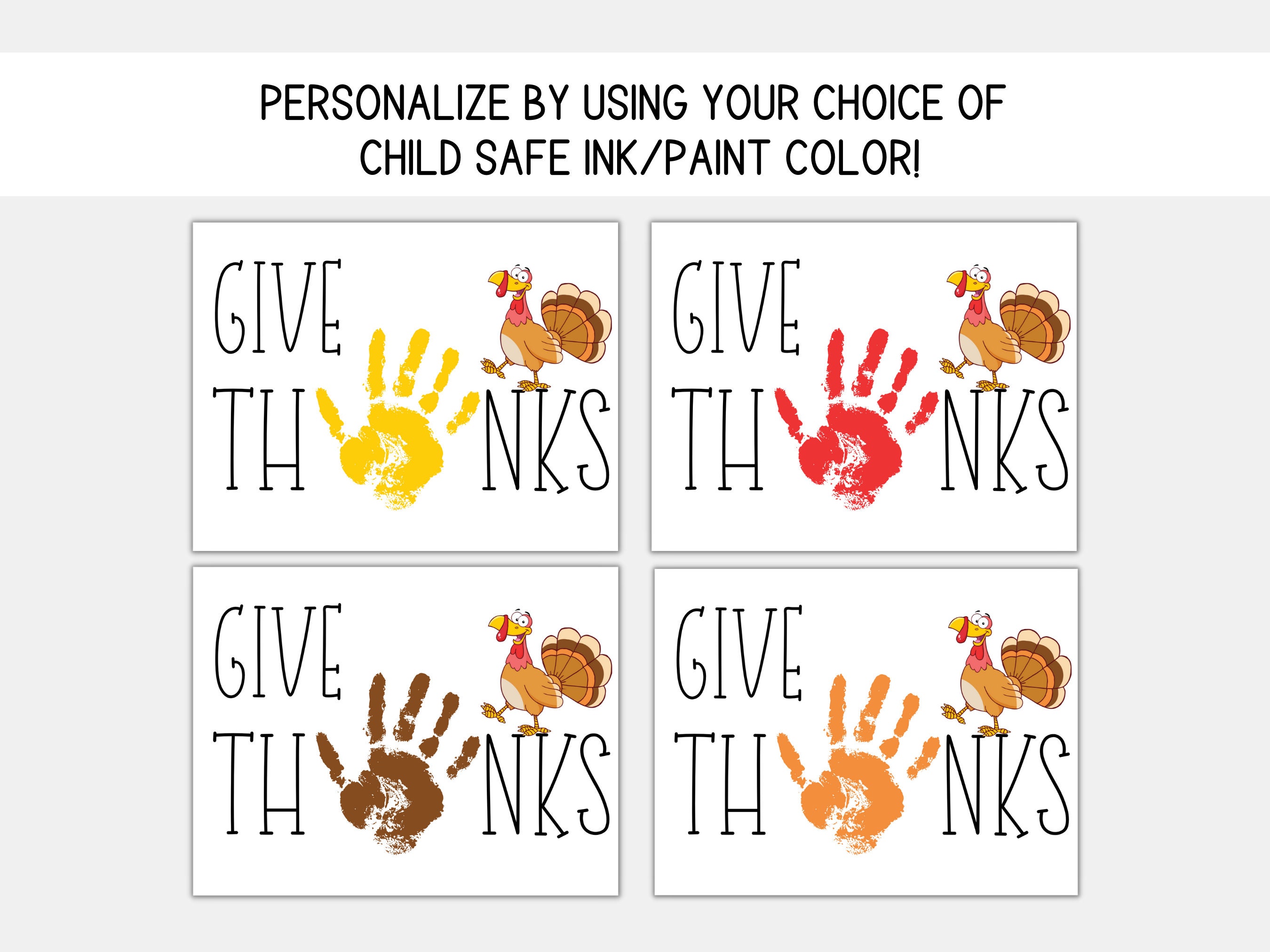 Printable Thanksgiving Give Thanks Turkey Handprint Craft for Preschool ...
