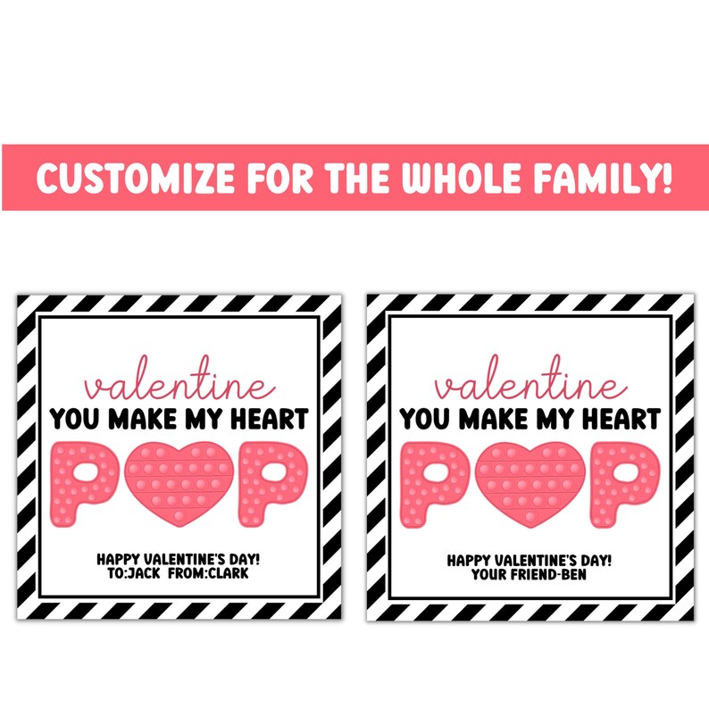 Valentine's Day Pop It Tags Classroom Valentines - Etsy
