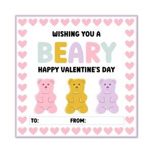Printable Valentines Day Cards for Kids, Classroom Valentine, Gummy ...