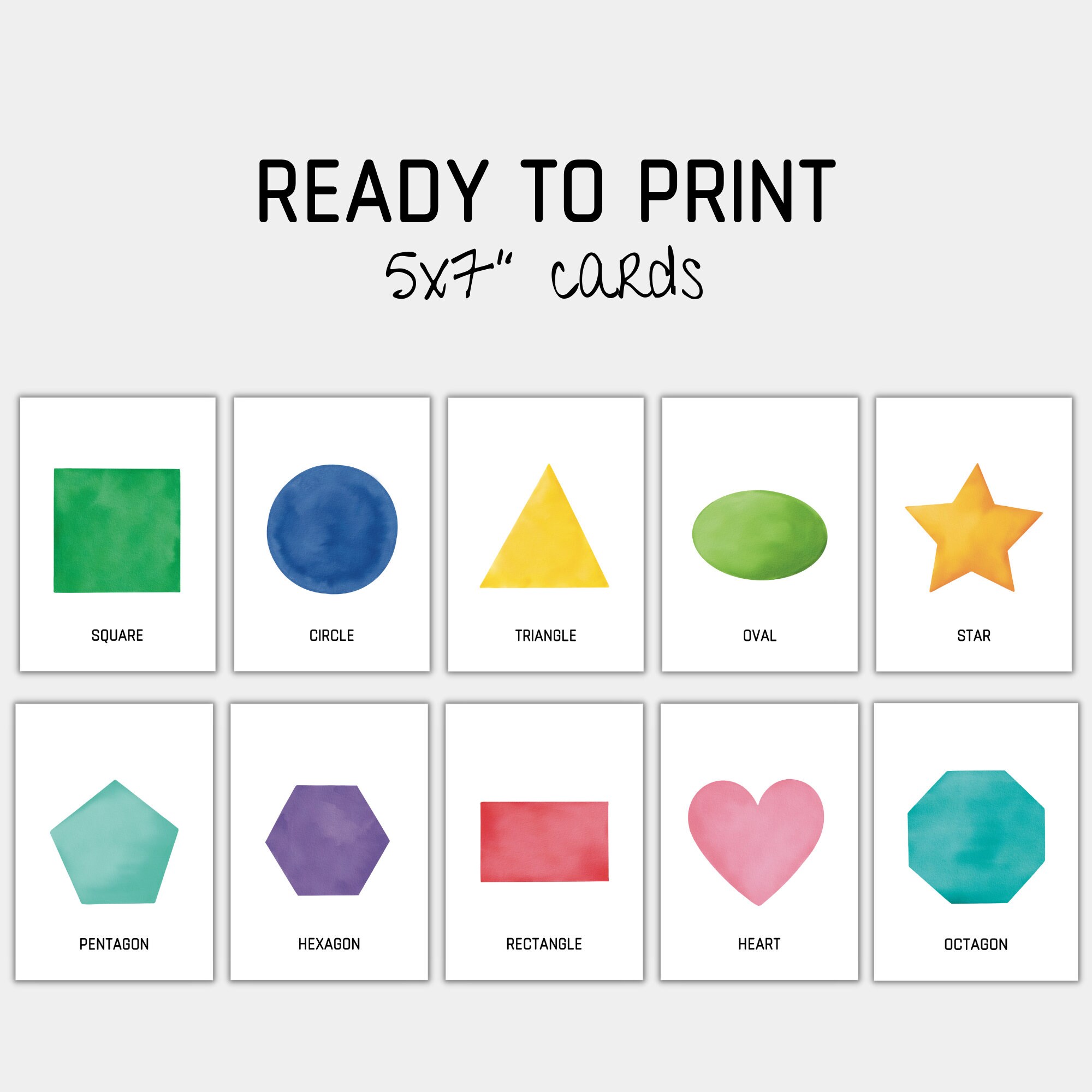 Rainbow Shapes Flash Cards, Preschool Materials, Homeschool Printables ...
