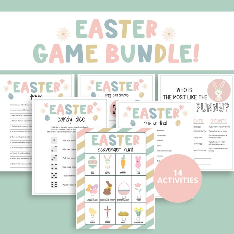 Printable Easter Party Games, Easter Scavenger Hunt, Easter Games for ...