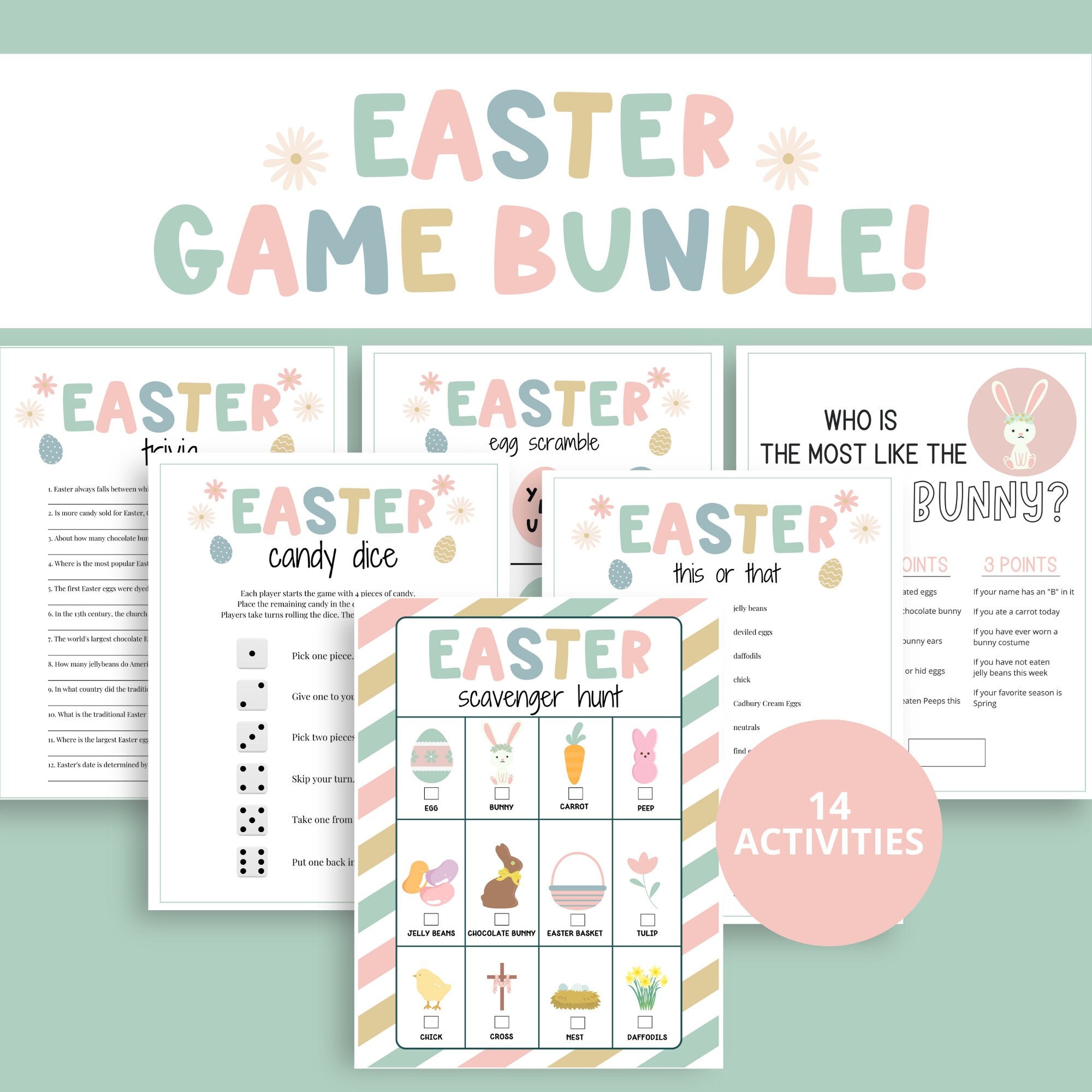 Printable Easter Party Games, Easter Scavenger Hunt, Easter Games for ...