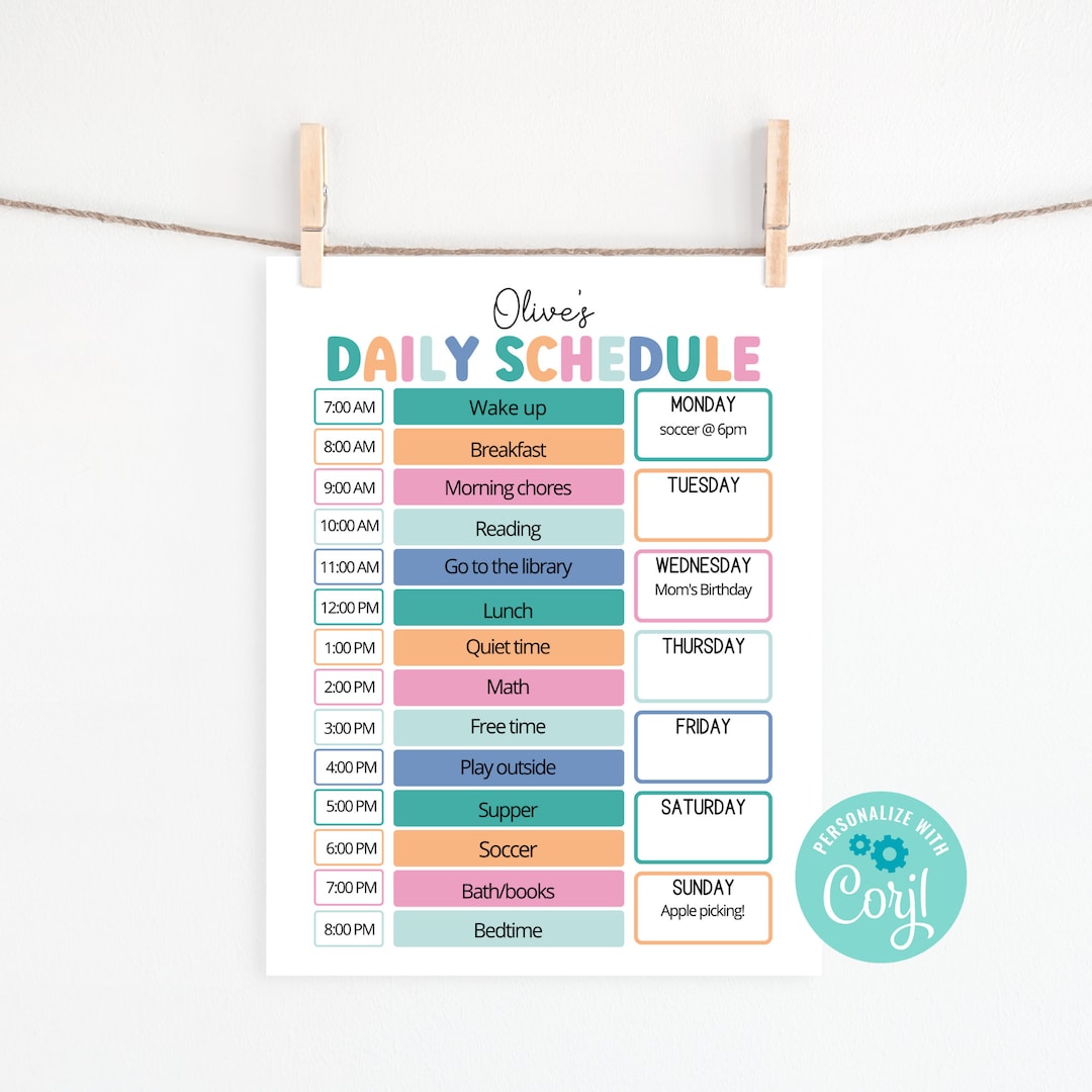 Daily Routine Schedule for Kids Template - Etsy