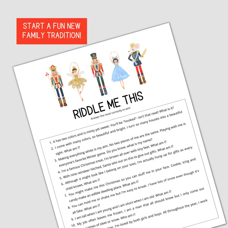Holiday Riddle Me This, Christmas Riddle Party Game, Christmas Group ...