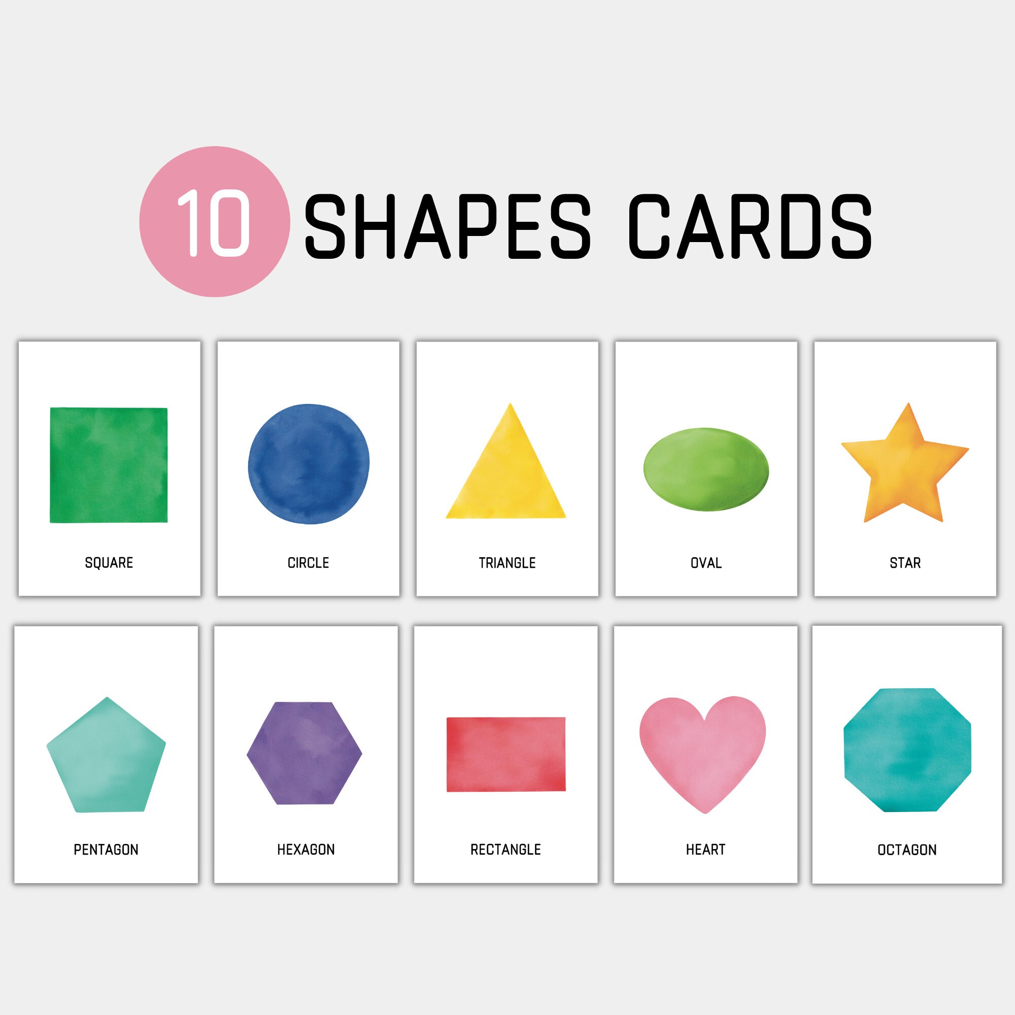 Rainbow Shapes Flash Cards, Preschool Materials, Homeschool Printables ...
