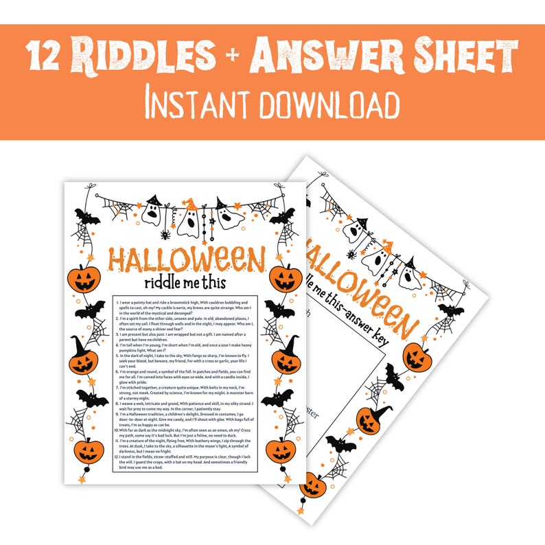 Halloween Riddles With Answers, Riddle Me This, Game for Kids, Game ...