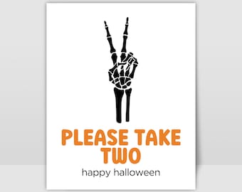 Trick or Treat Please Take One Sign, Halloween Party Decor, Candy Sign ...